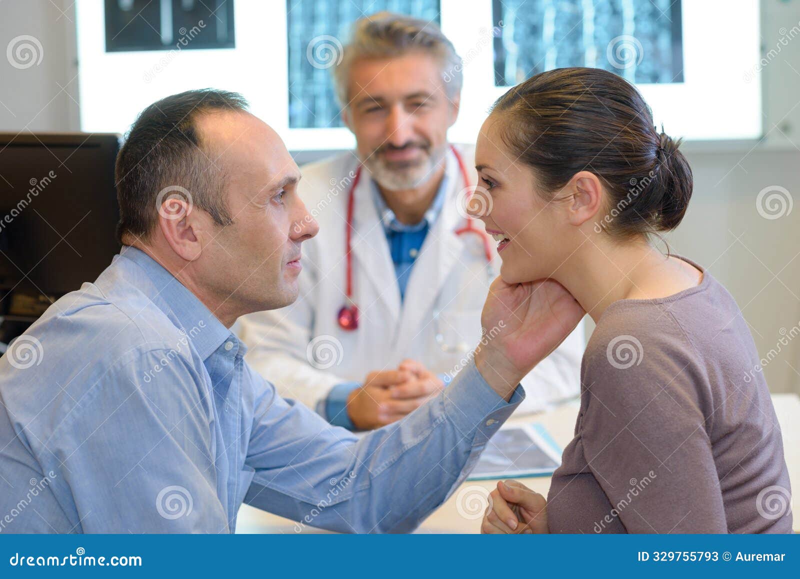 Man Touching Partner S Face in Doctor S Surgery Stock Image - Image of ...