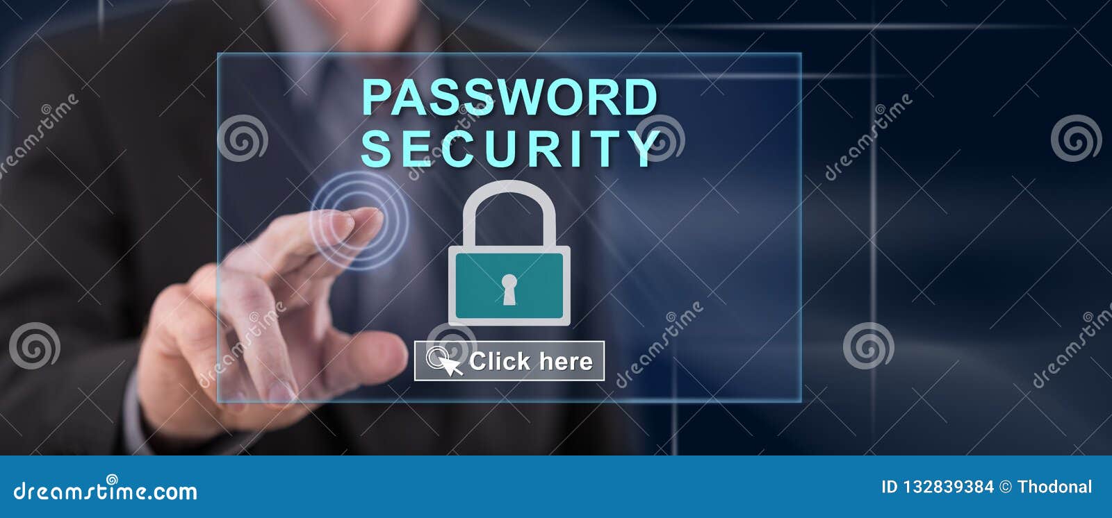 Man Touching a Password Security Concept Stock Photo - Image of protect ...