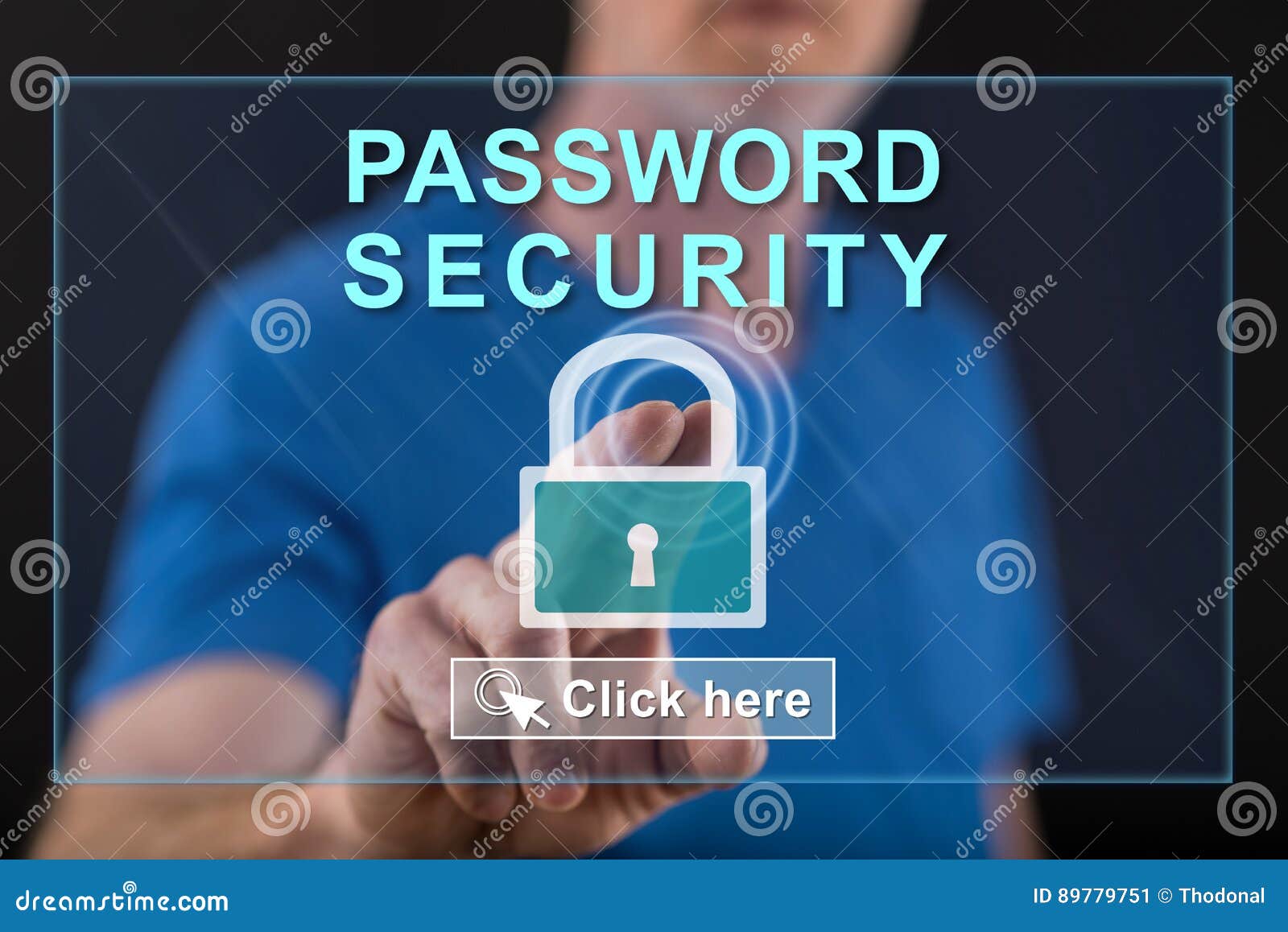 Man Touching a Password Security Concept on a Touch Screen Stock Image ...