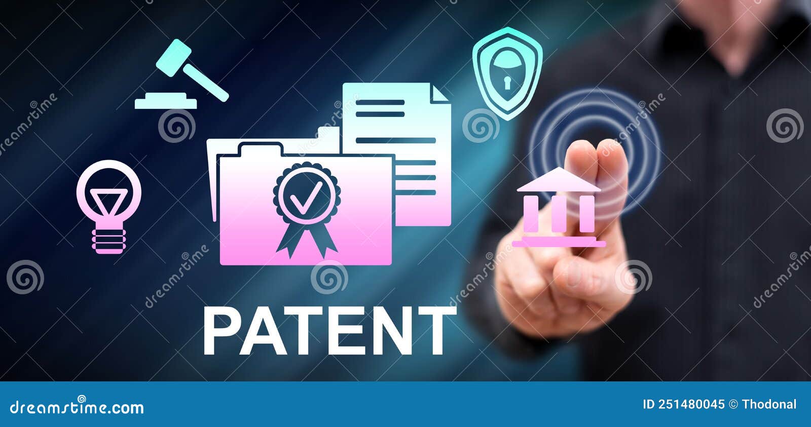 Man Touching a Patent Concept Stock Image - Image of concept, author ...