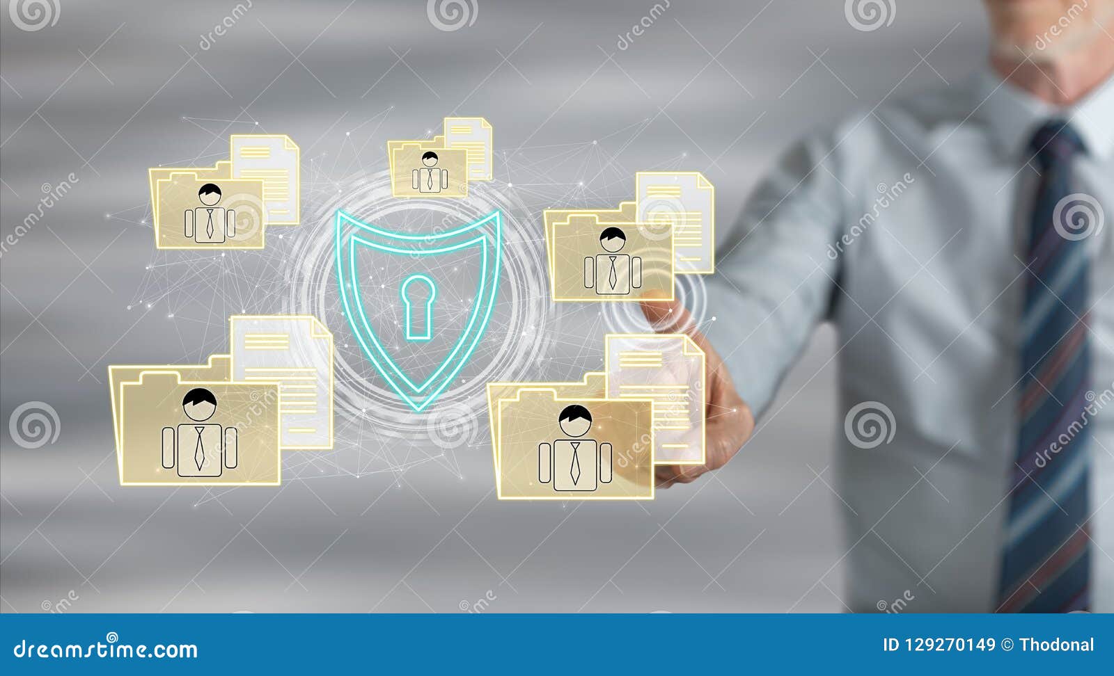 Man Touching a Personal Data Security Concept Stock Image - Image of ...
