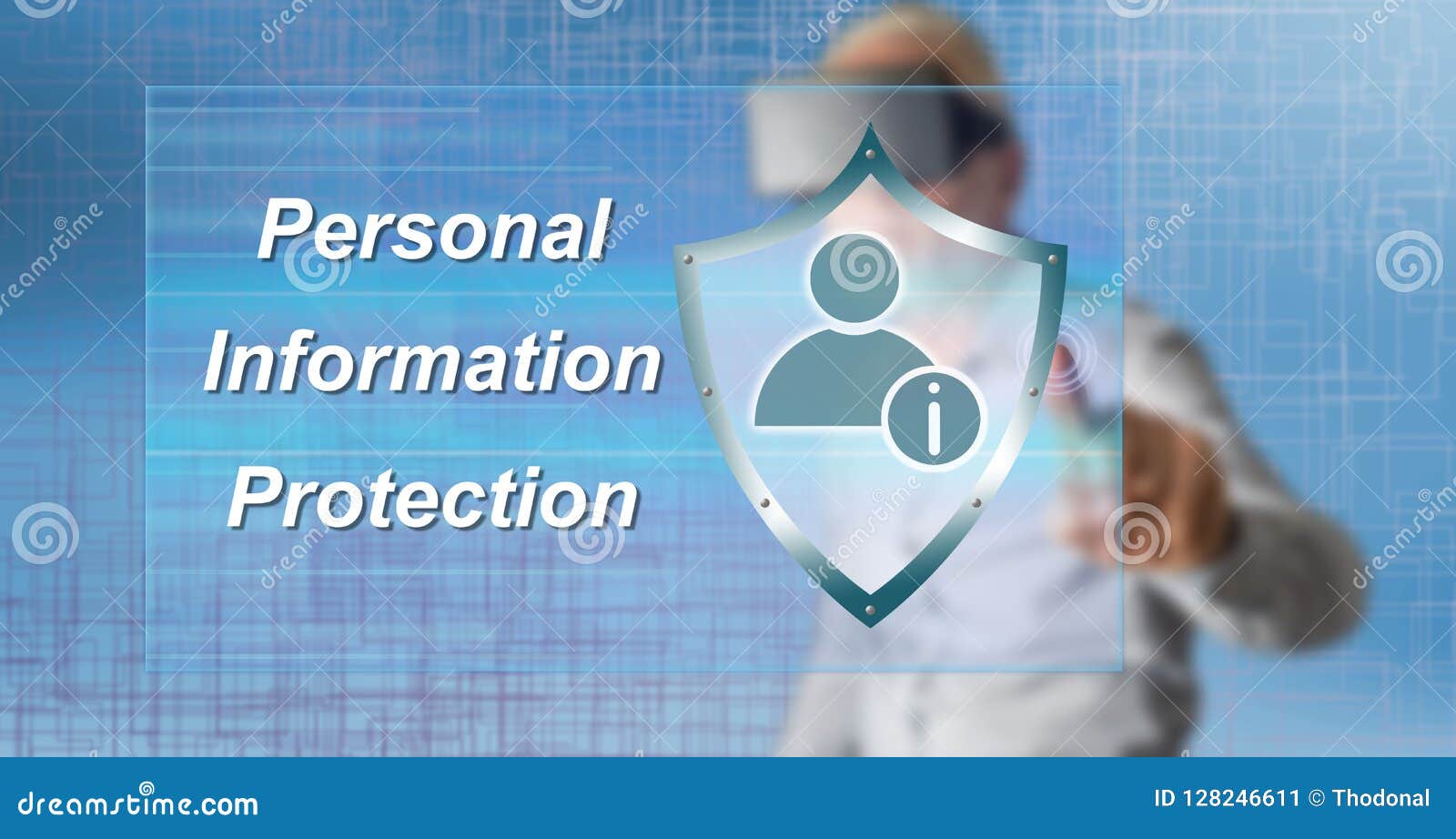 Man Touching a Personal Information Protection Concept Stock Image ...