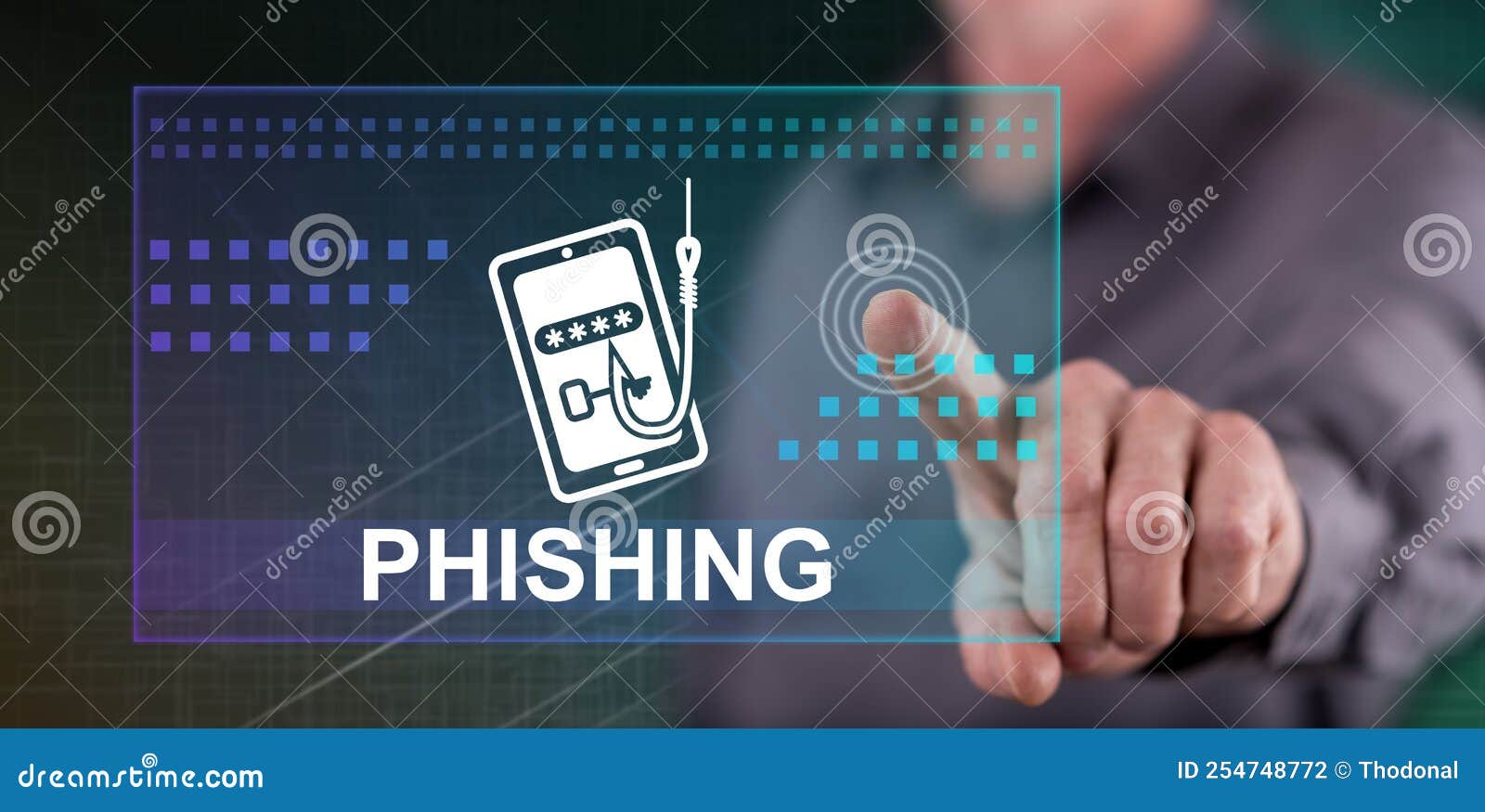 Man Touching a Phishing Concept Stock Photo - Image of password, online ...