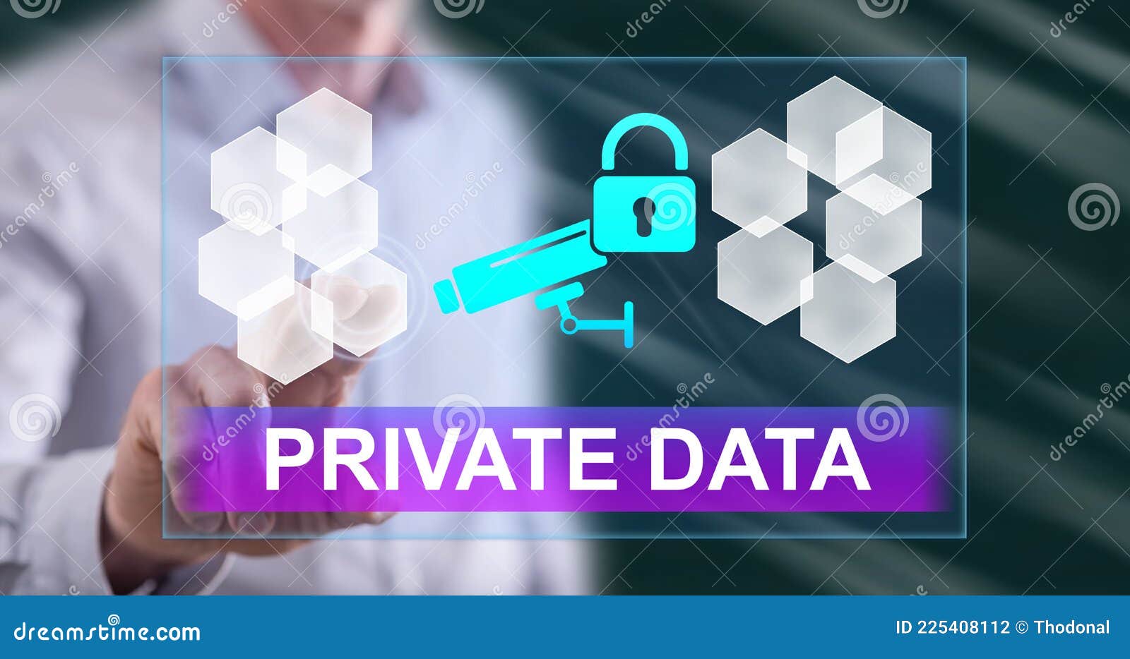 Man Touching a Private Data Concept Stock Illustration - Illustration ...