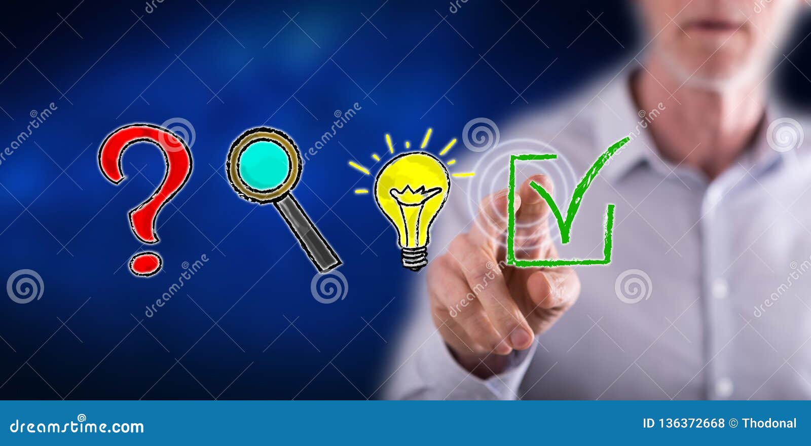 Man Touching a Problem Solving Concept Stock Photo - Image of solving ...