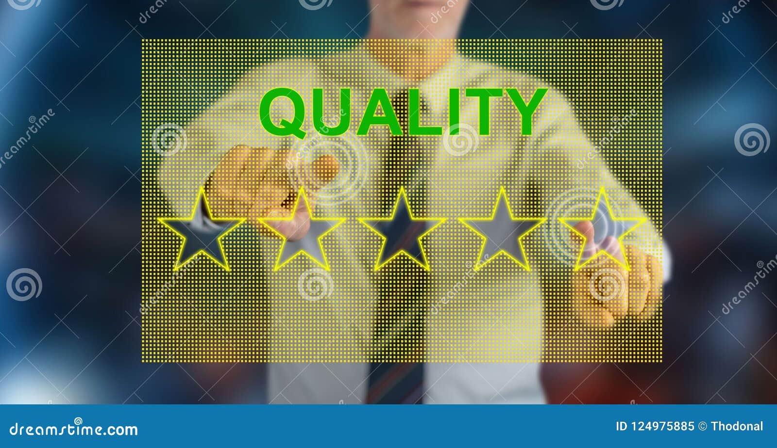 Man Touching a Quality Concept Stock Image - Image of quality, star ...