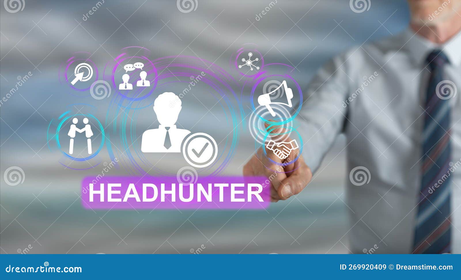 Man Touching a Recruitment Concept Stock Illustration - Illustration of ...
