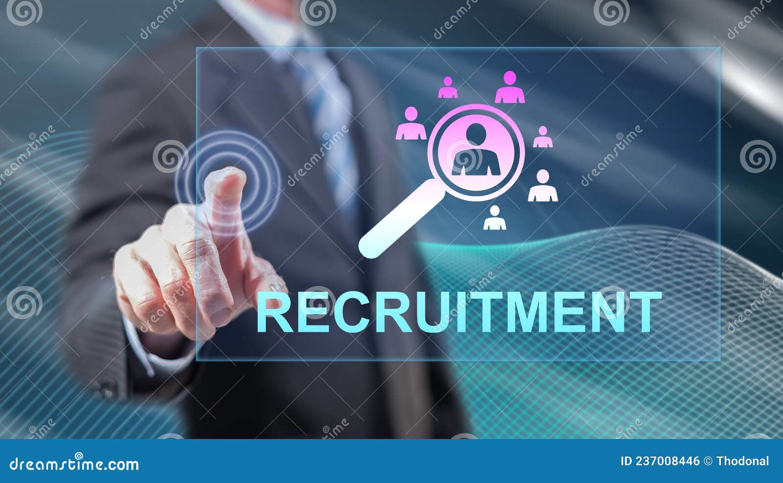 Man Touching a Recruitment Concept Stock Illustration - Illustration of ...
