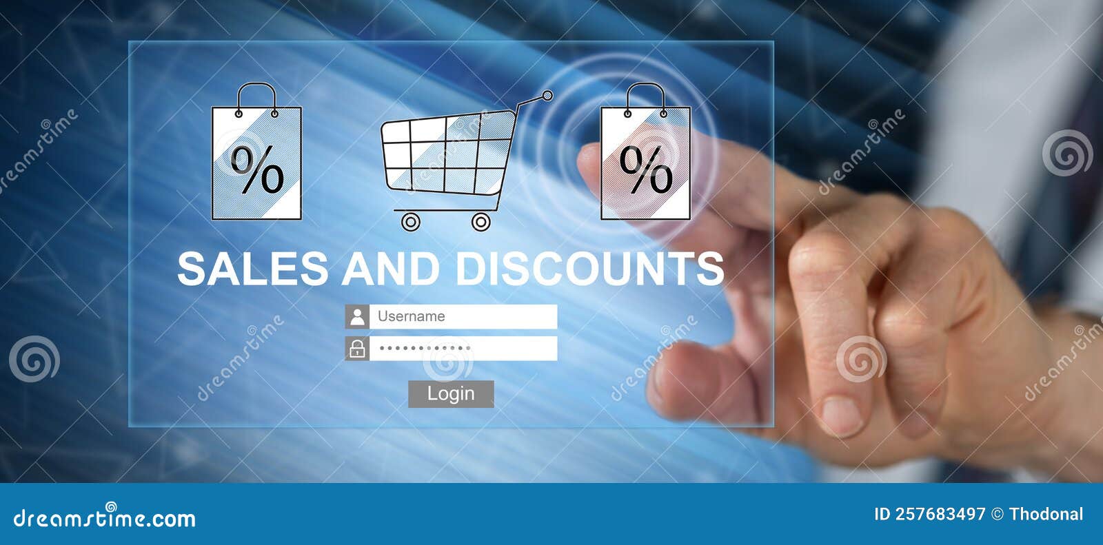 Man Touching a Sales and Discounts Concept Stock Image - Image of ...