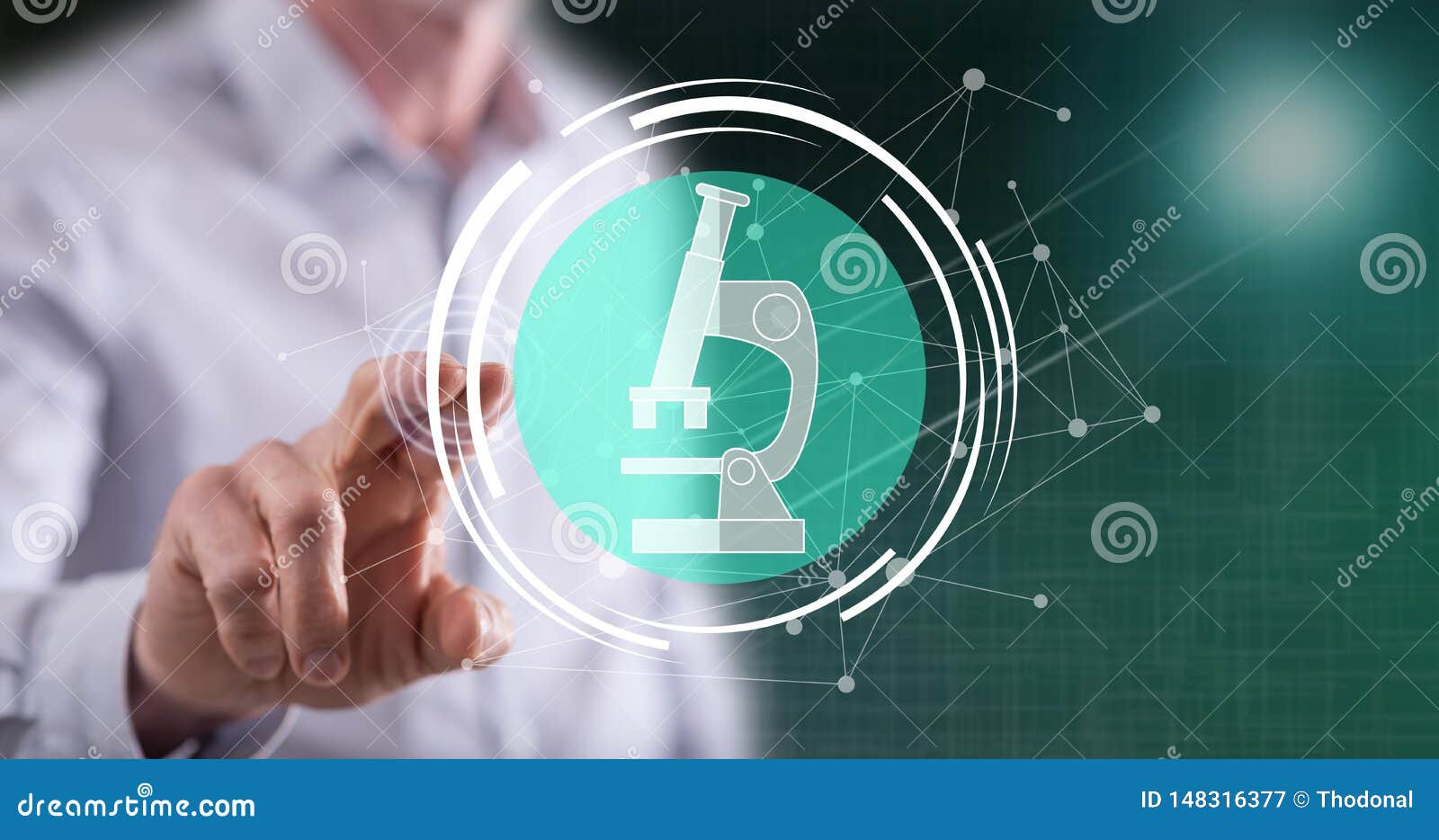 Man Touching a Scientific Research Concept Stock Image - Image of touch ...