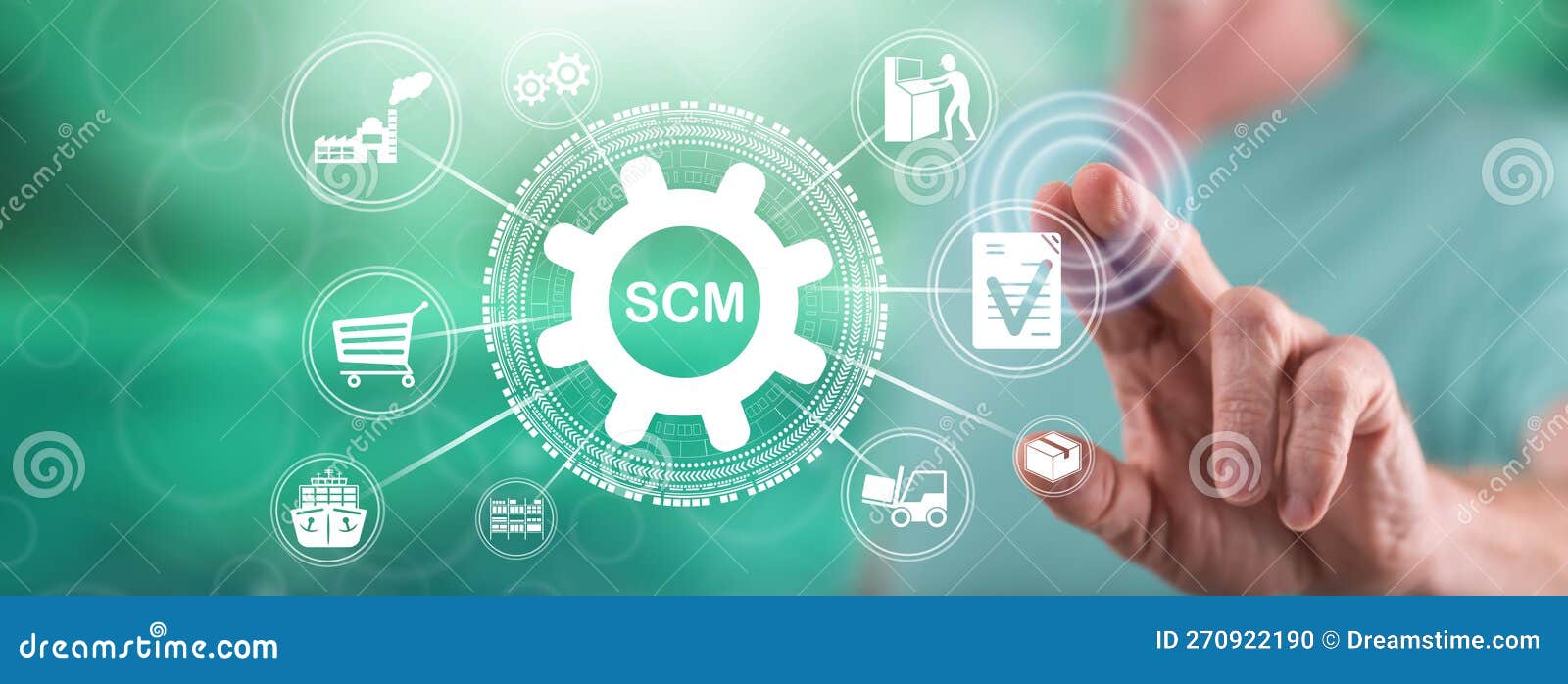 Man touching a scm concept stock photo. Image of technology - 270922190