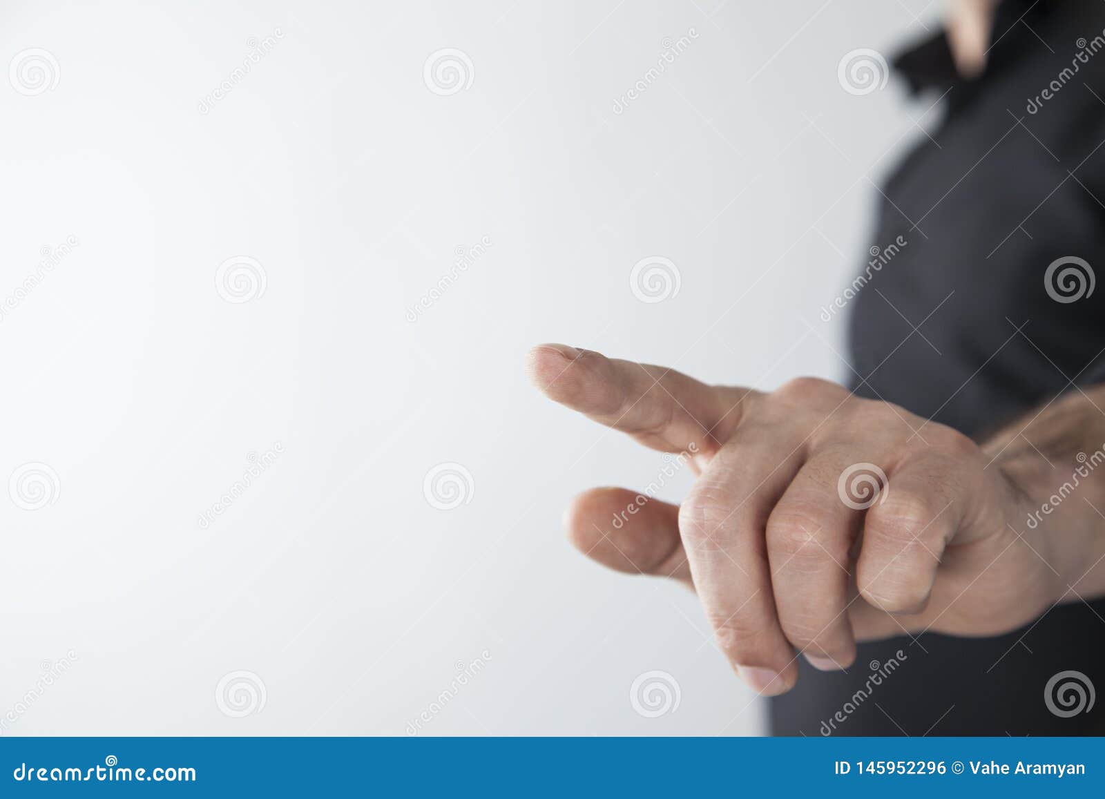 Man touching in screen stock photo. Image of success - 145952296