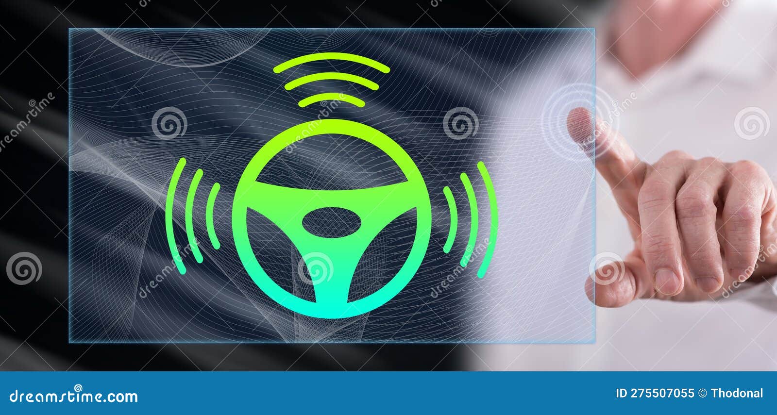 Man Touching a Self-driving Car Concept Stock Image - Image of ...