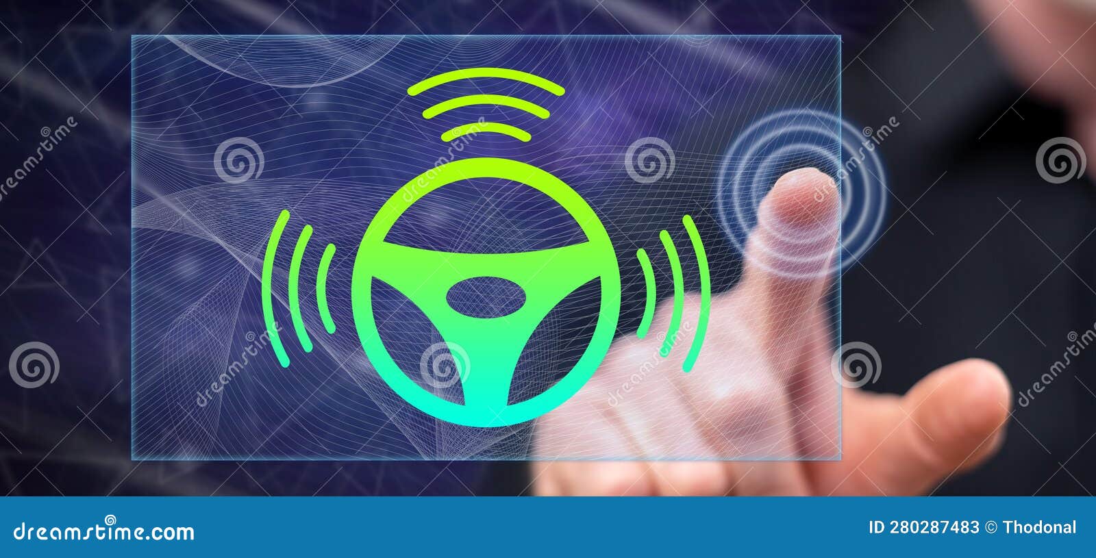 Man Touching a Self-driving Car Concept Stock Image - Image of future ...