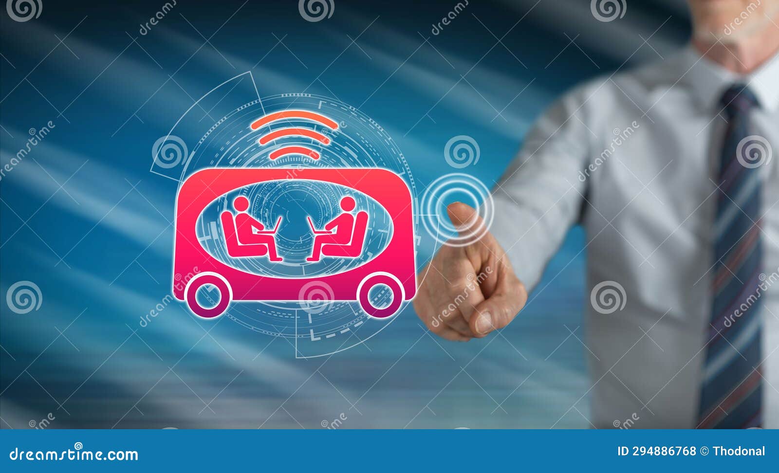Man Touching a Self-driving Car Concept Stock Photo - Image of smart ...