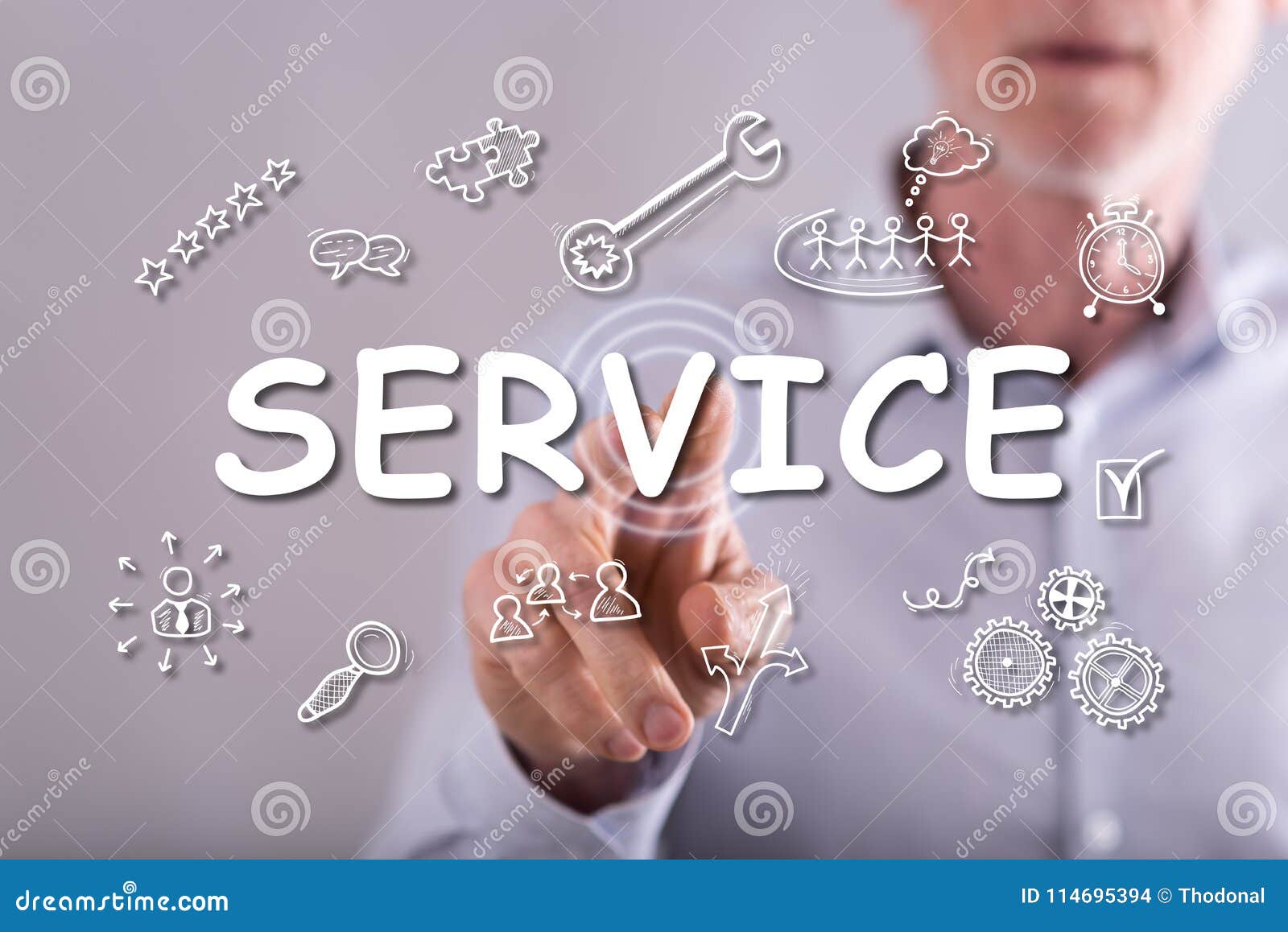 Man Touching a Service Concept Stock Photo - Image of service, symbol ...