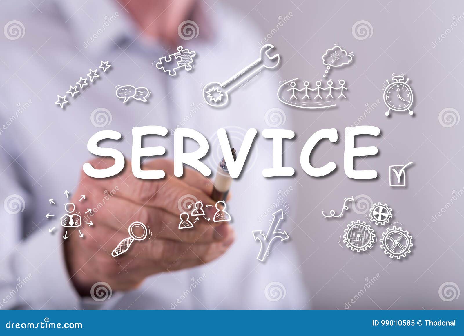 Man Touching a Service Concept on a Touch Screen Stock Image - Image of ...