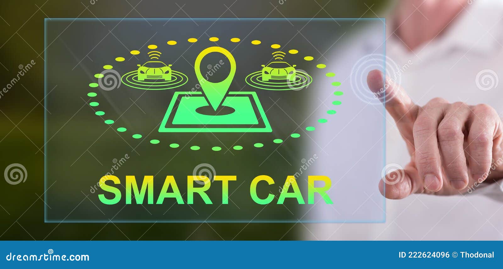Man Touching a Smart Car Concept Stock Photo - Image of touch ...