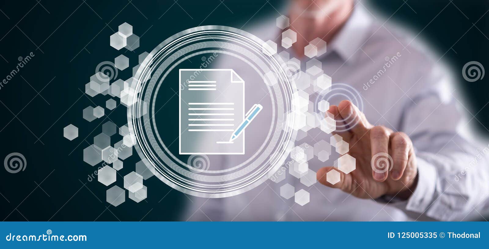 Smart Contract On Modern Server Room Background. Business Technology ...