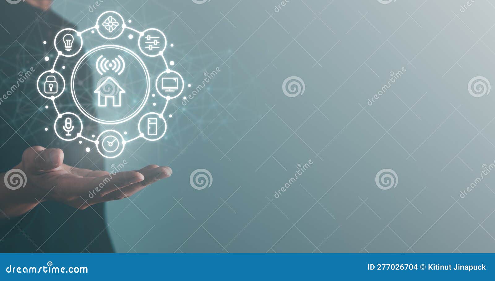 Man Touching Smart Home Interface. Smart Home Automation and Internet ...