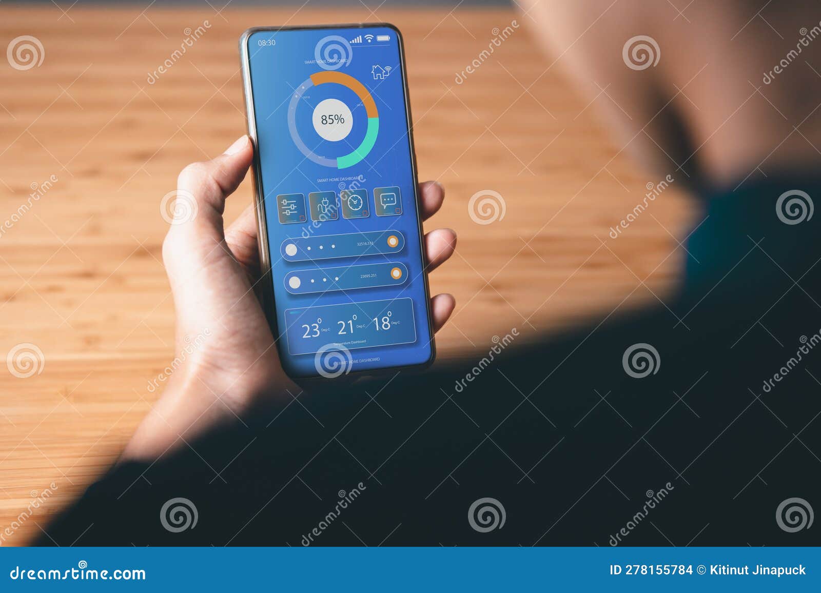 Man Touching Smart Home Interface. Smart Home Automation and Internet ...