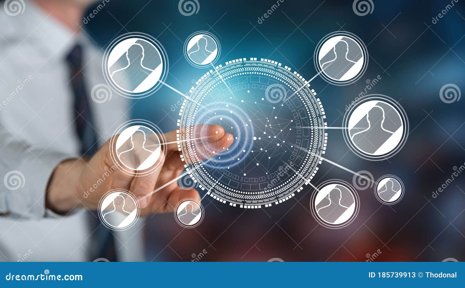 Man Touching a Social Network Concept Stock Image - Image of ...