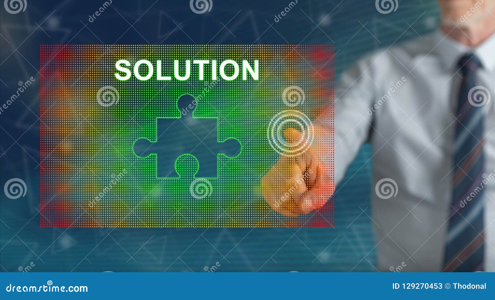 Man Touching a Solution Concept Stock Image - Image of success ...