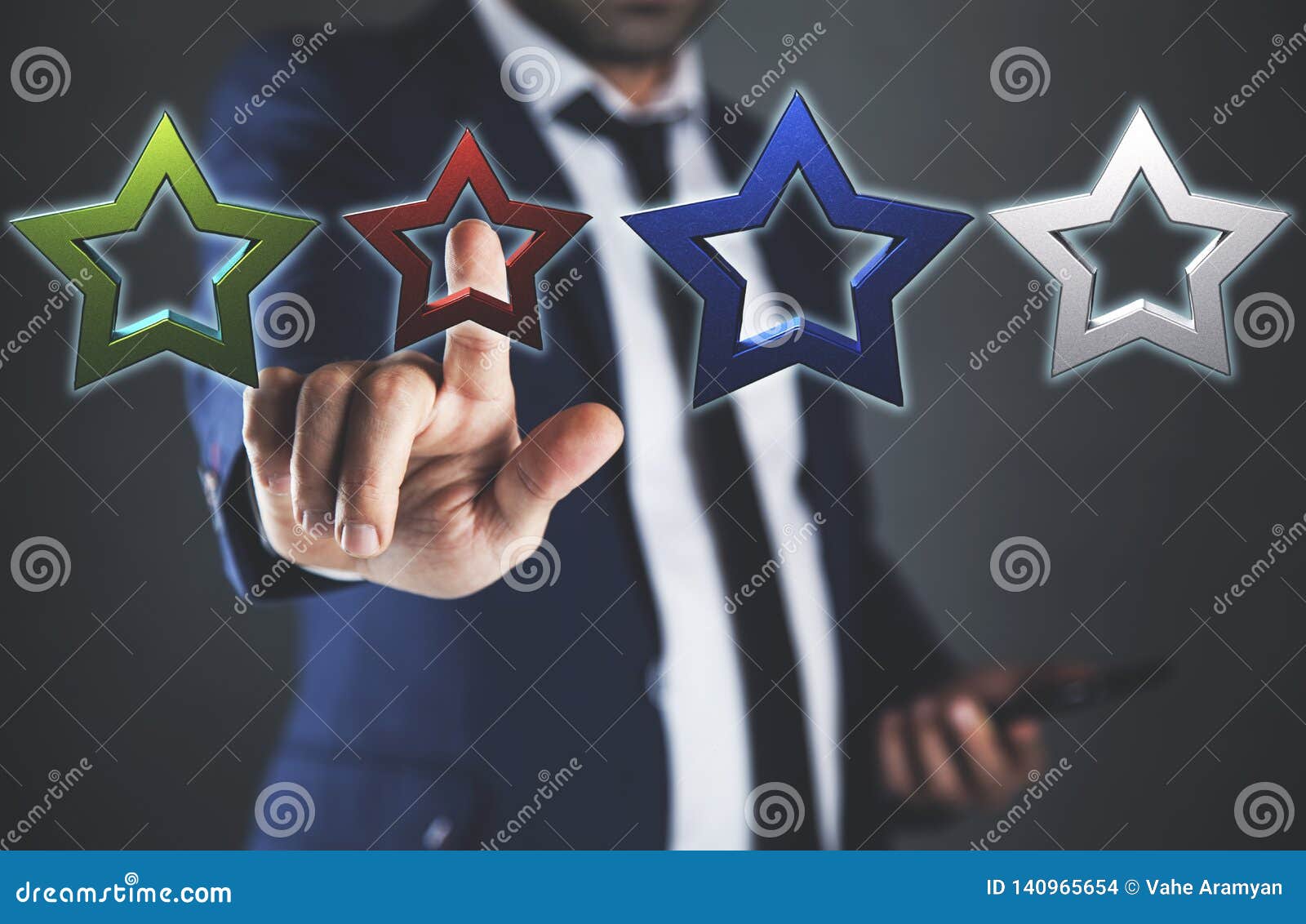 Man touching in stars stock photo. Image of screen, feedback - 140965654