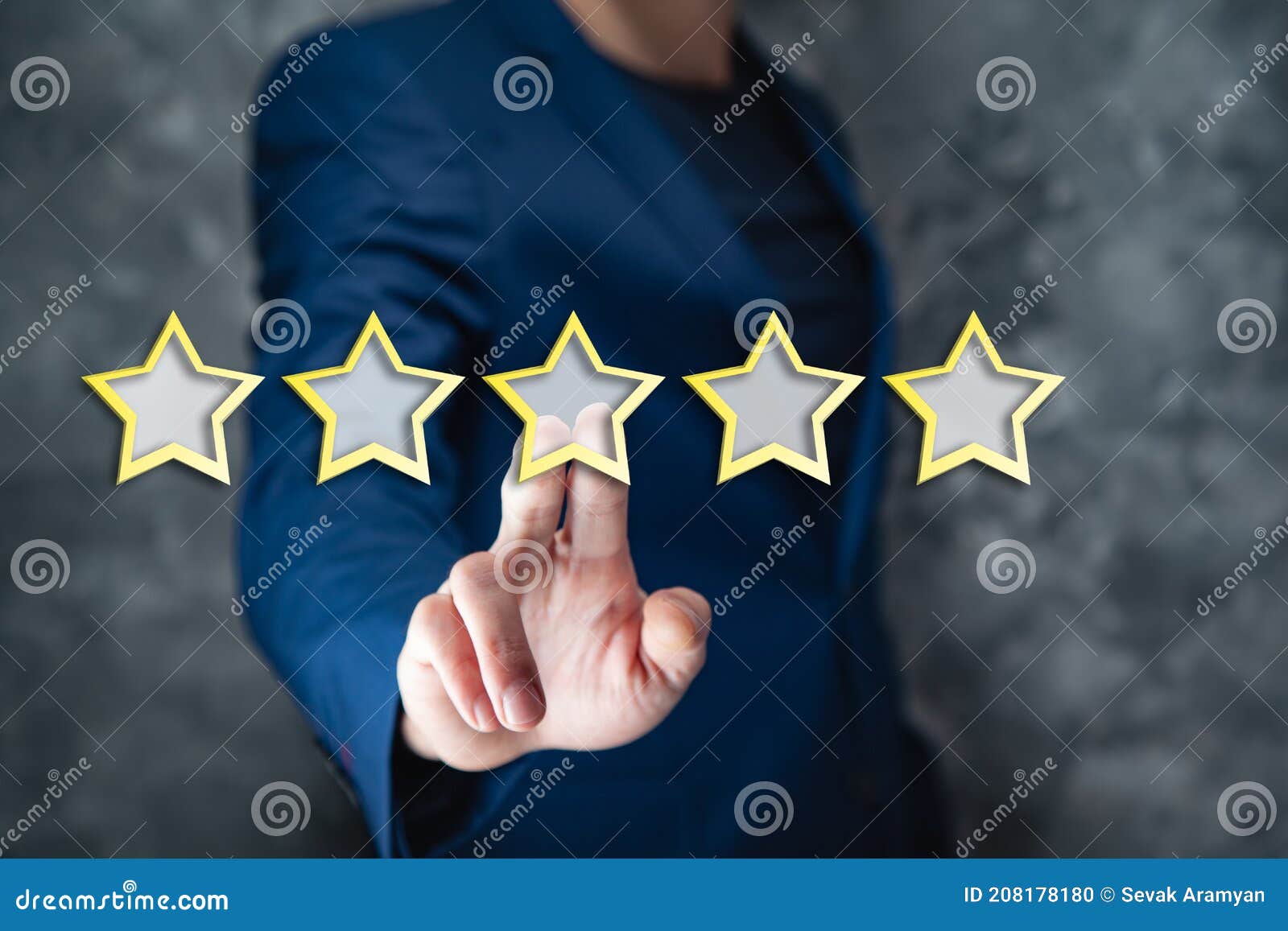 Man Touching in Stars in Screen Stock Photo - Image of review, finger ...
