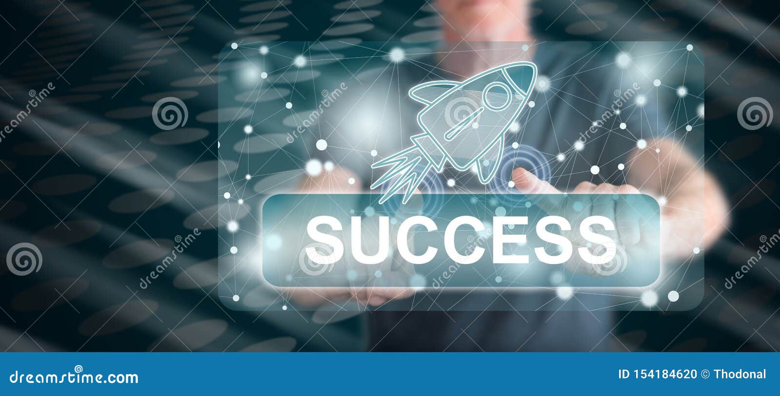 Man Touching a Success Concept Stock Photo - Image of symbol, speed ...