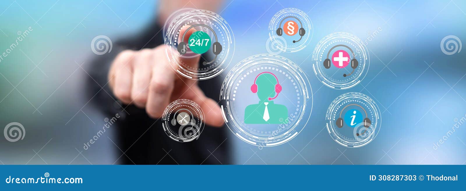 Man Touching a Support Concept Stock Image - Image of communication ...