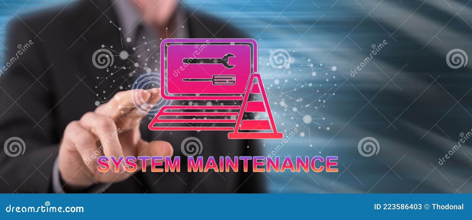 Man Touching a System Maintenance Concept Stock Image - Image of ...