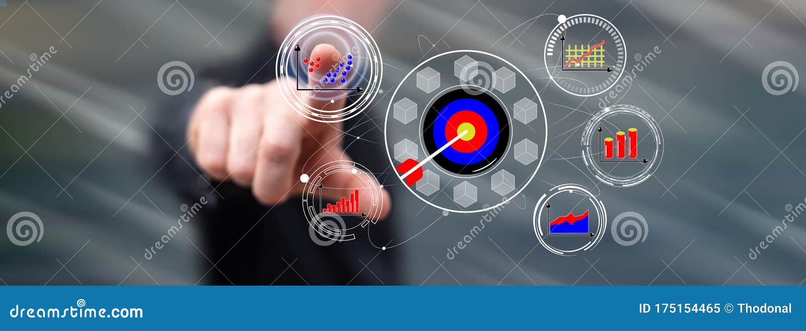 Man Touching a Target Marketing Concept Stock Image - Image of ...