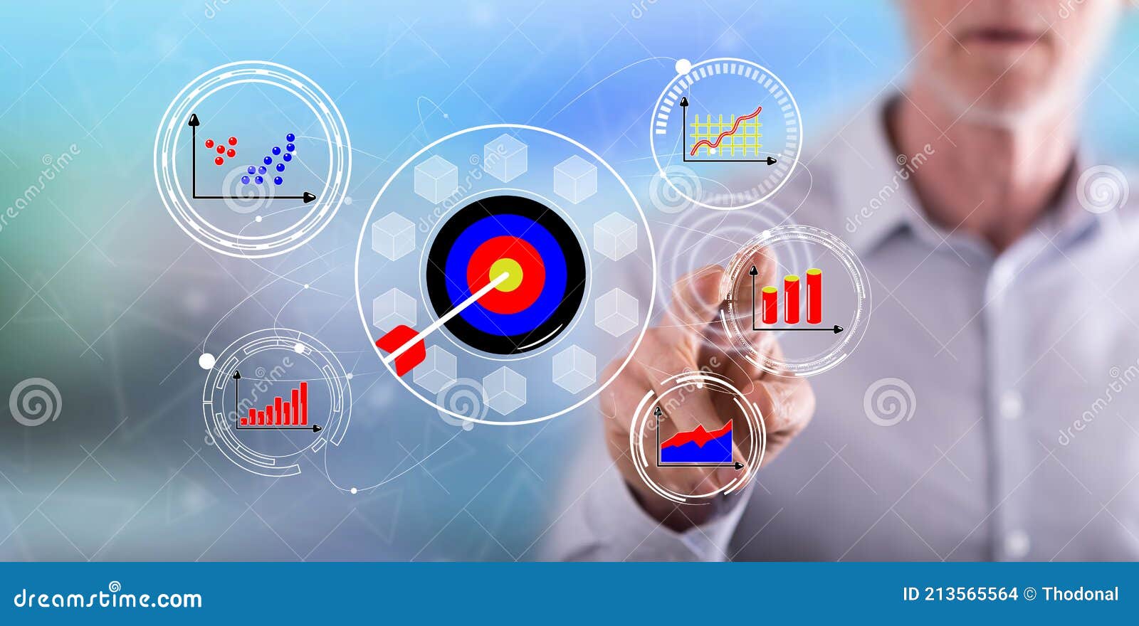 Man Touching a Target Marketing Concept Stock Illustration ...