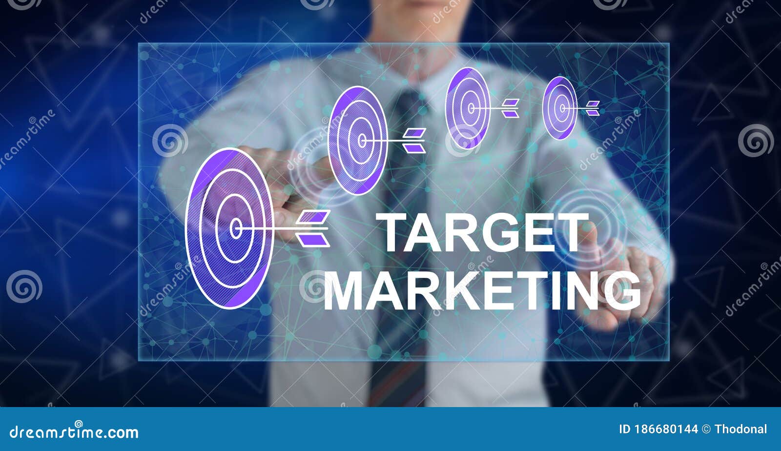 Man Touching a Target Marketing Concept Stock Photo - Image of concept ...