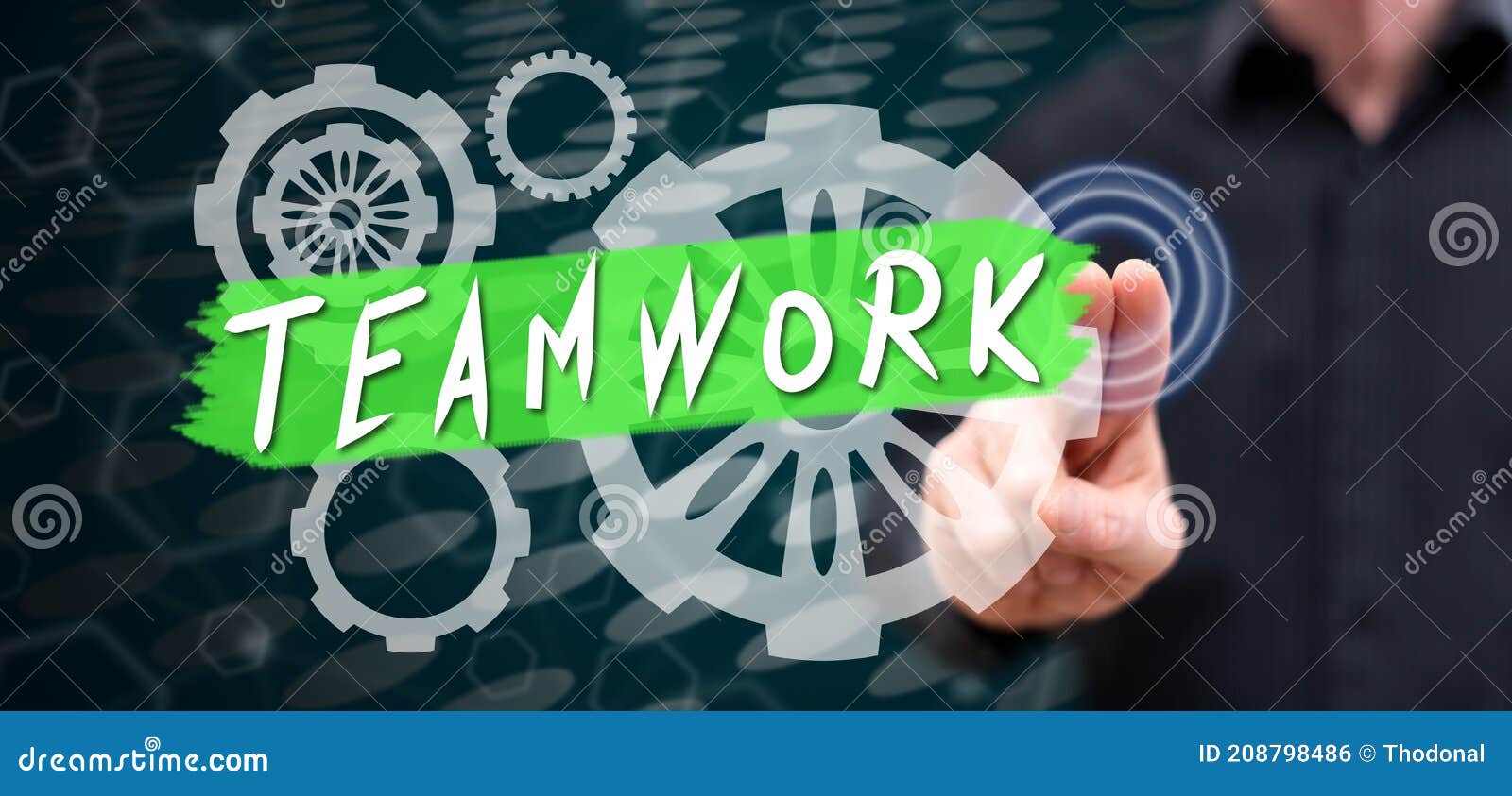Man Touching a Teamwork Concept Stock Photo - Image of together ...