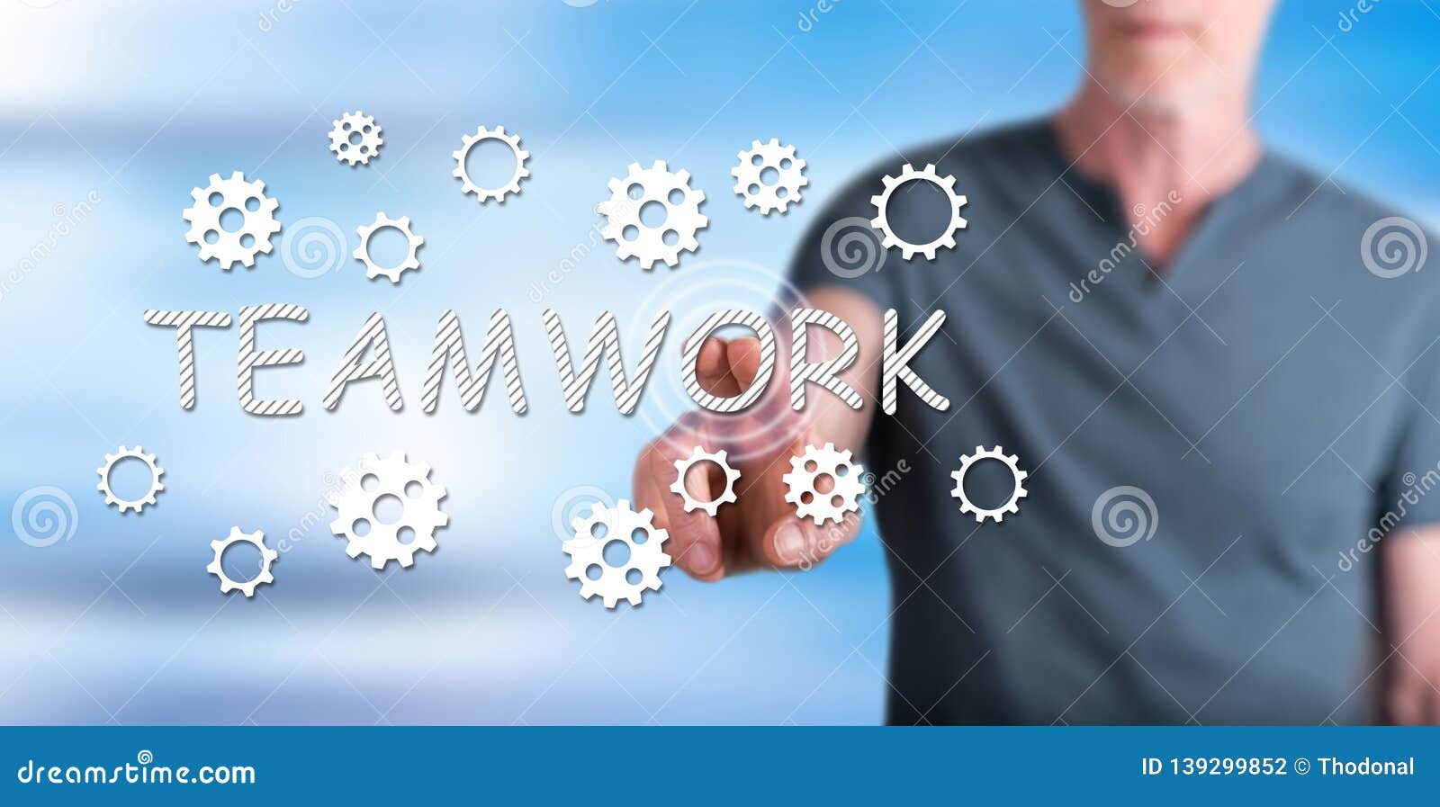 Man Touching a Teamwork Concept Stock Photo - Image of digital, growth ...