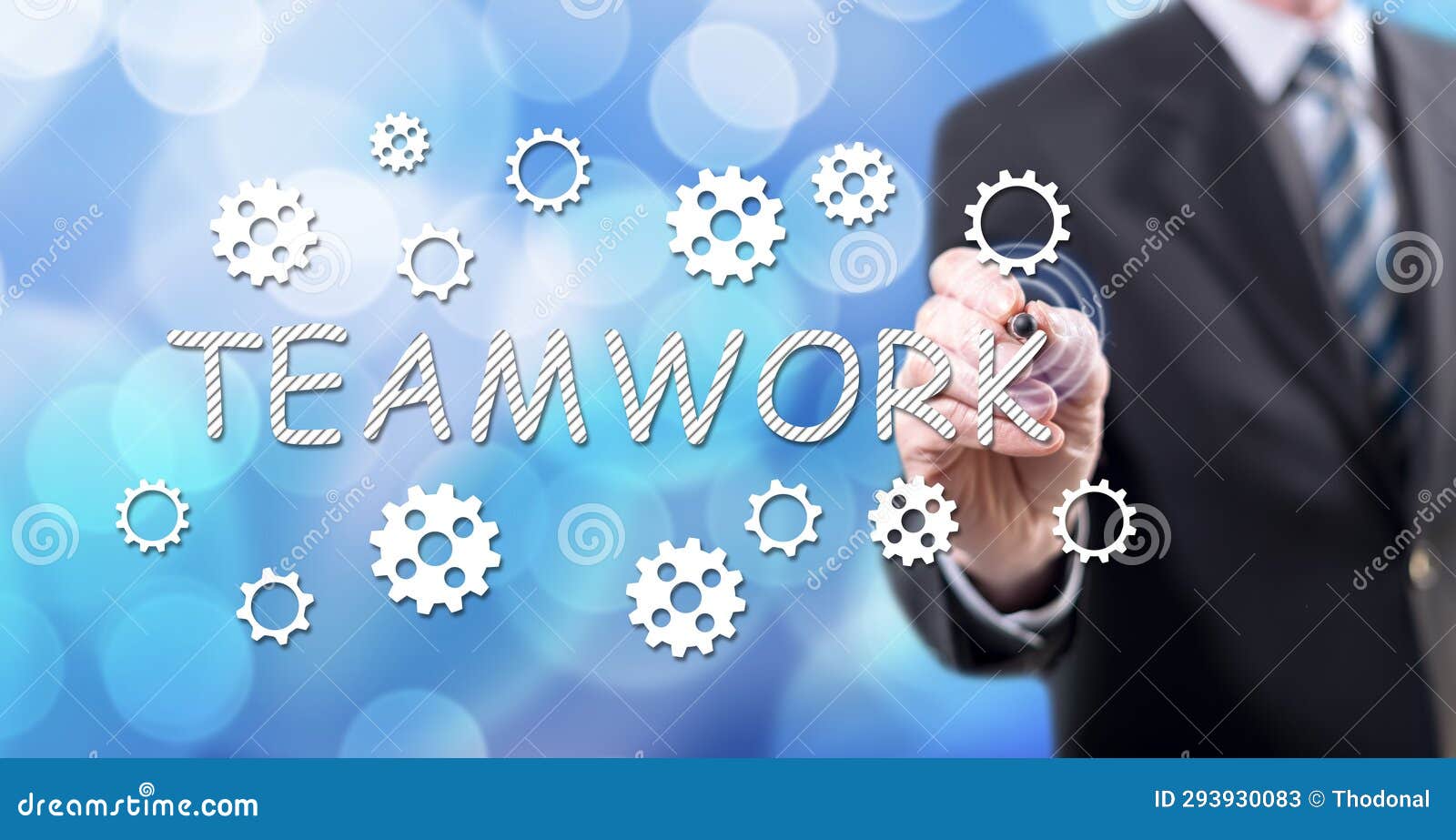 Man Touching a Teamwork Concept Stock Image - Image of group, strategy ...