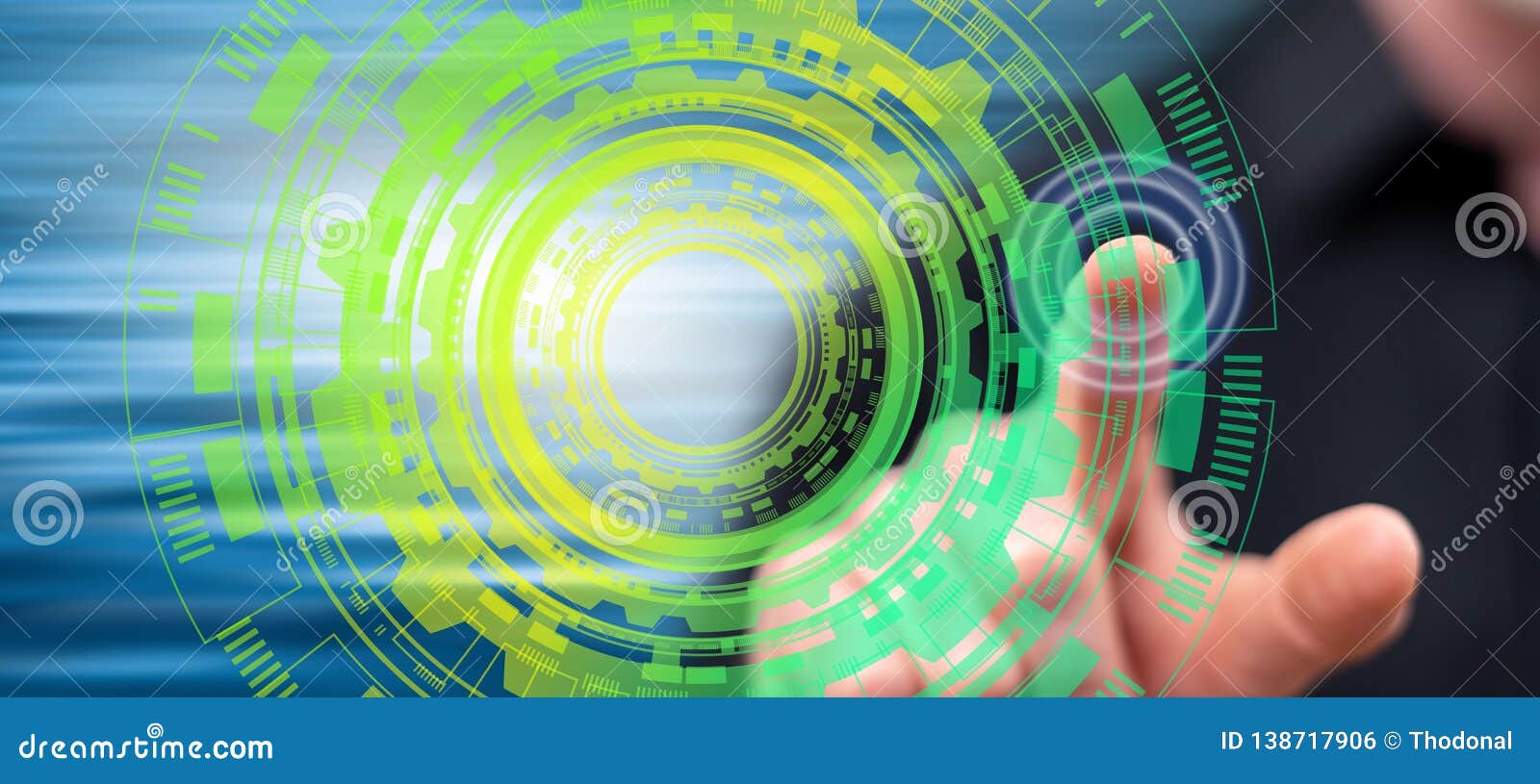 Man Touching a Tech Concept Stock Illustration - Illustration of ...