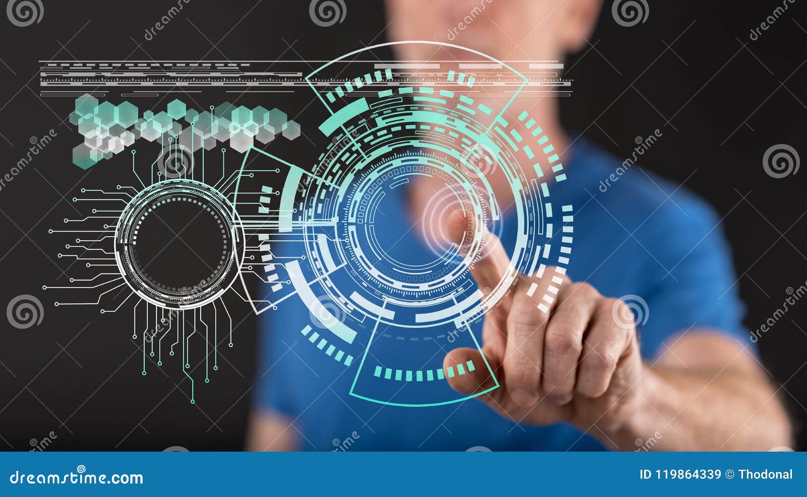 Man Touching a Technology Concept Stock Image - Image of tech, data ...