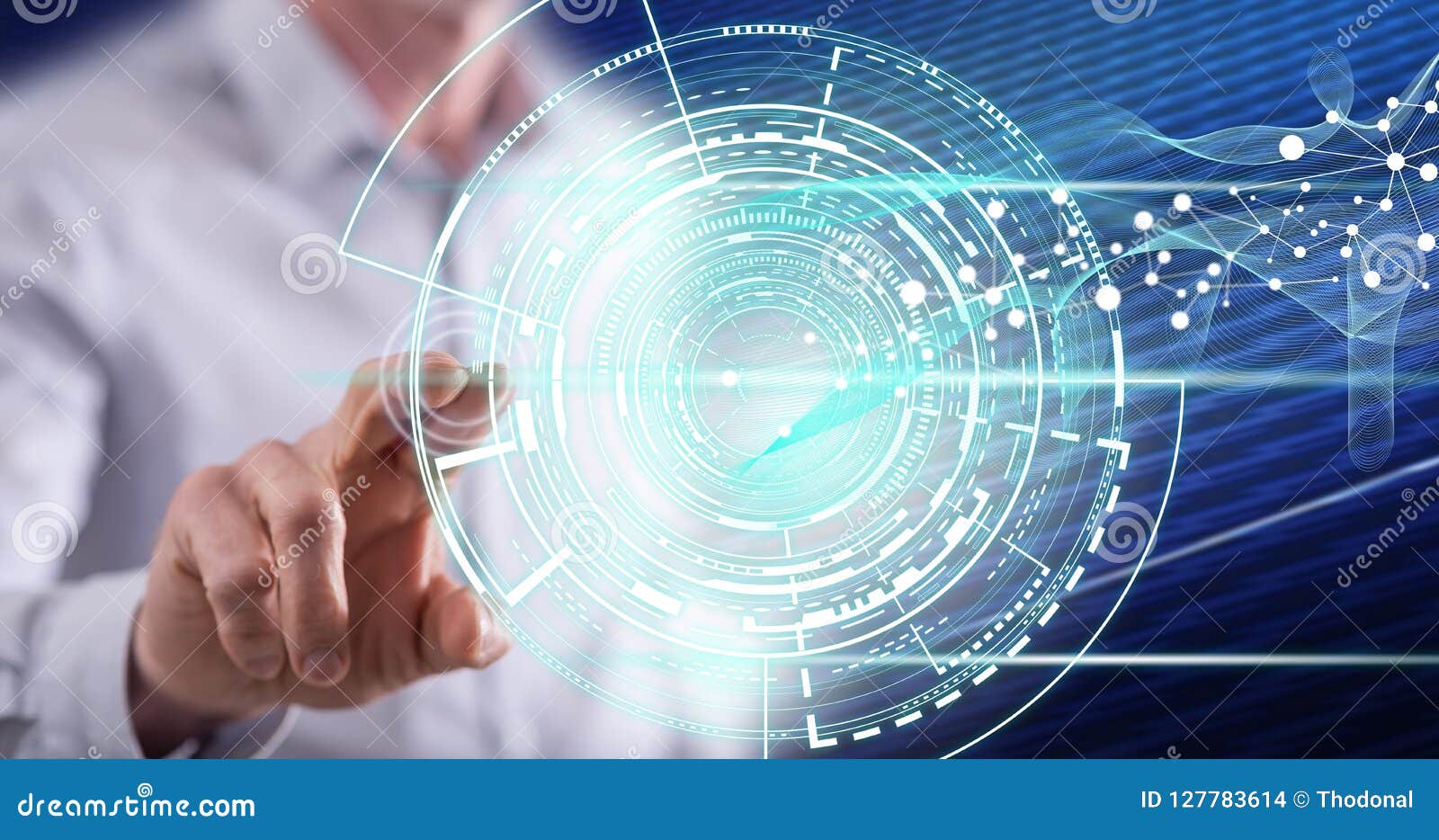 Man Touching a Technology Concept Stock Photo - Image of modern ...