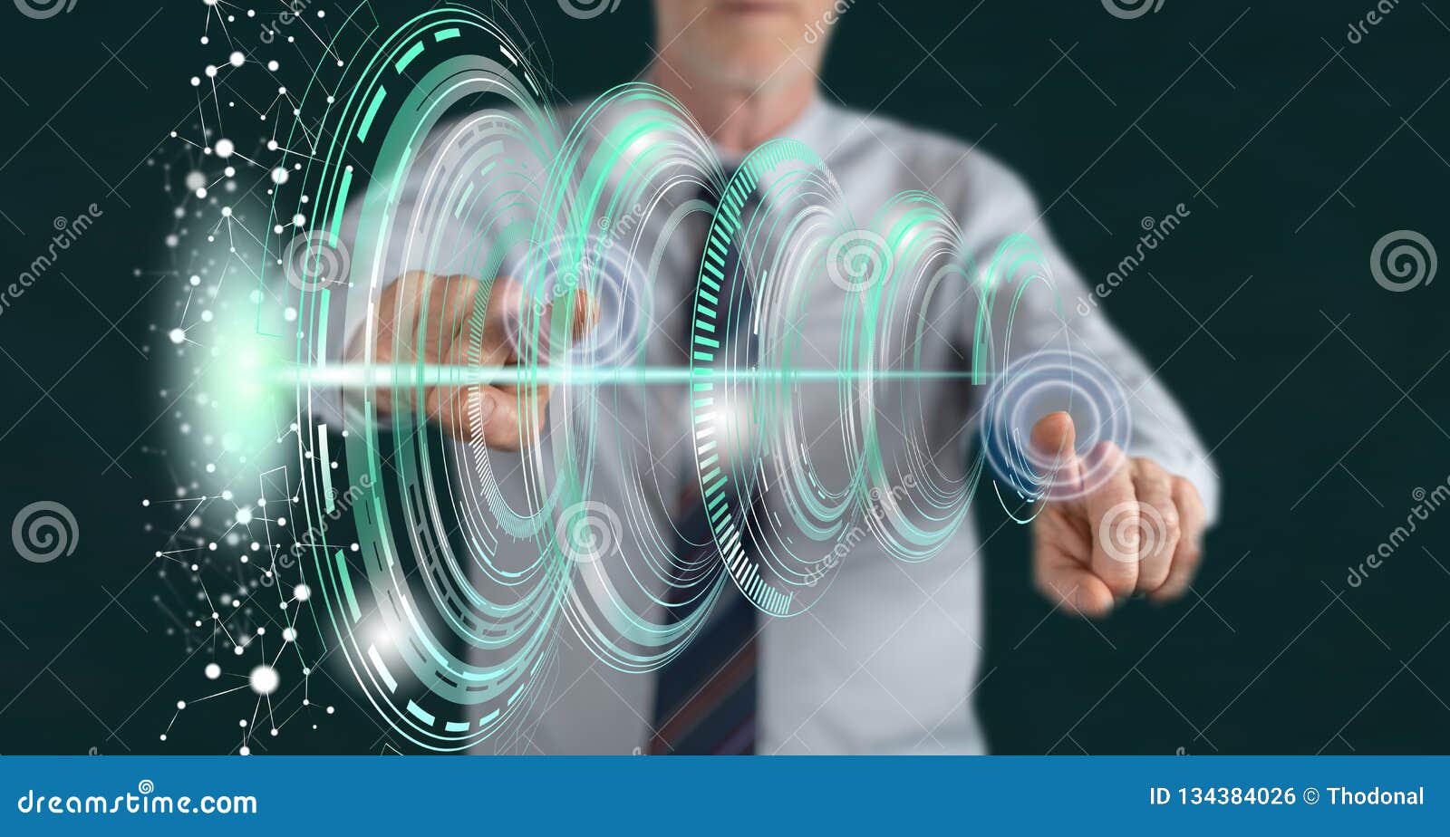 Man Touching a Technology Concept Stock Photo - Image of graphic ...