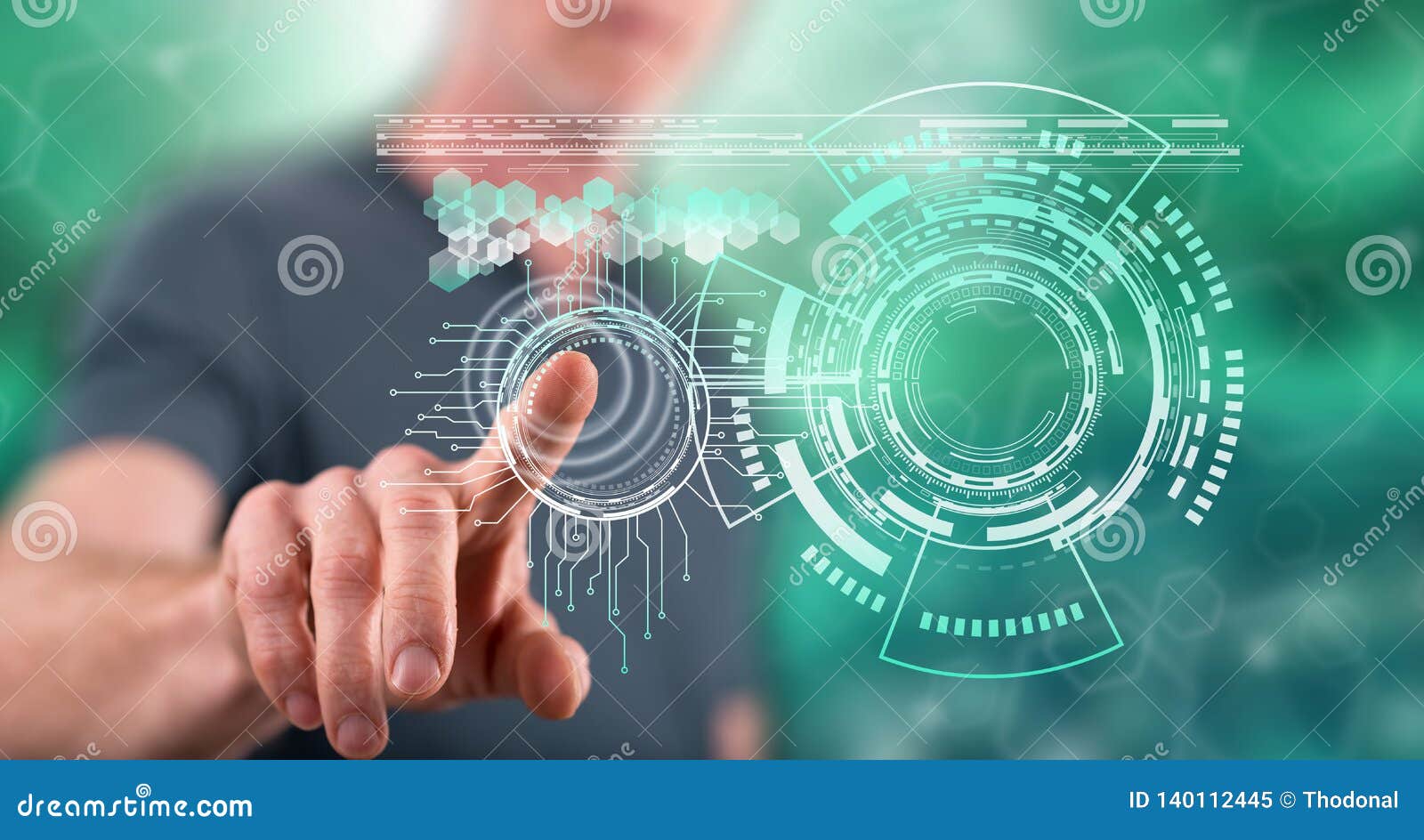 Man Touching a Technology Concept Stock Image - Image of electronic ...