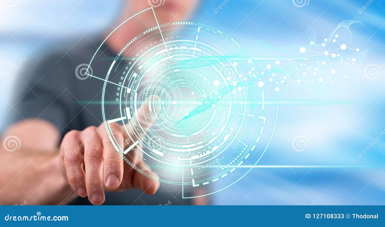 Man Touching a Technology Concept Stock Image - Image of finger ...