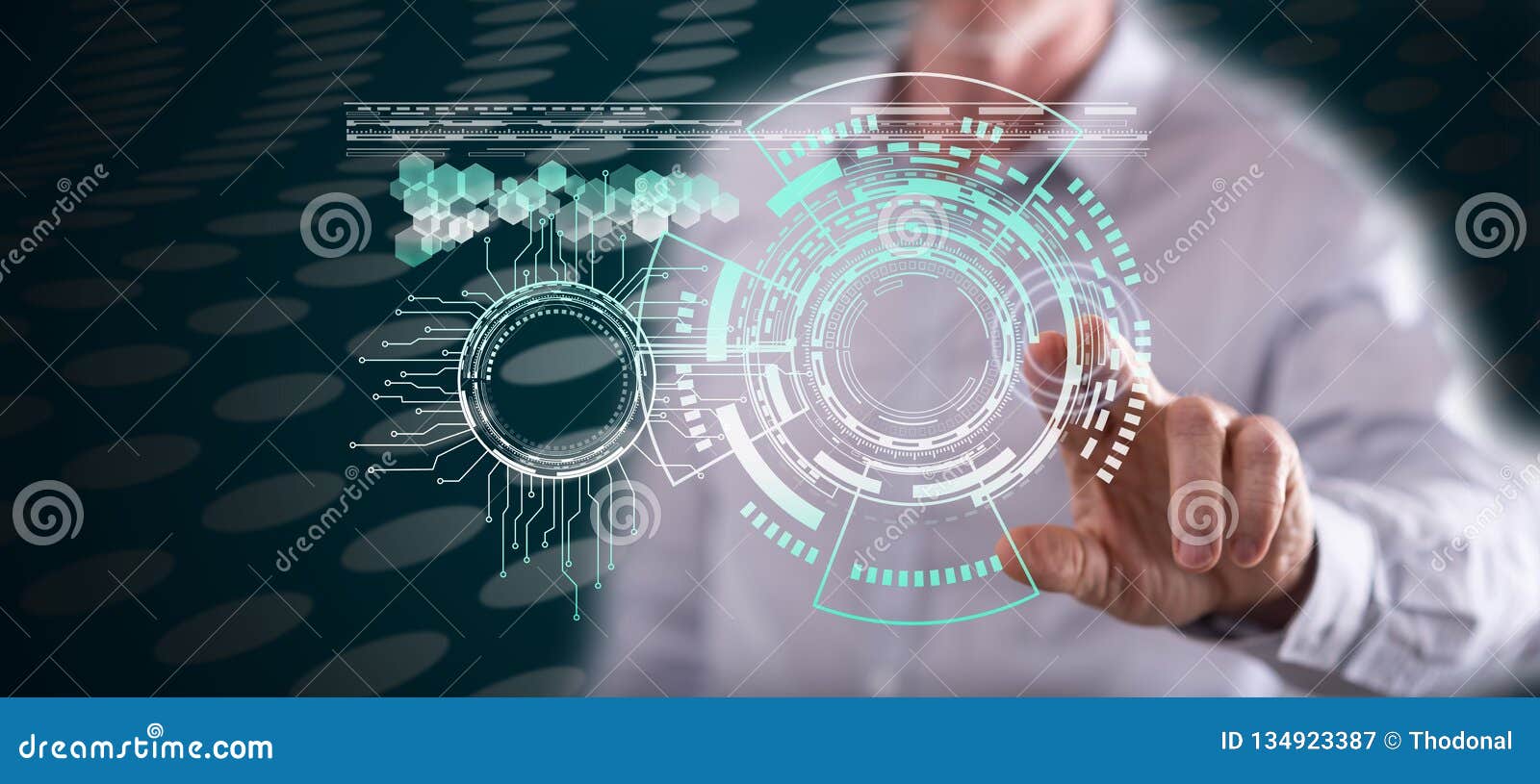 Man Touching a Technology Concept Stock Image - Image of innovation ...