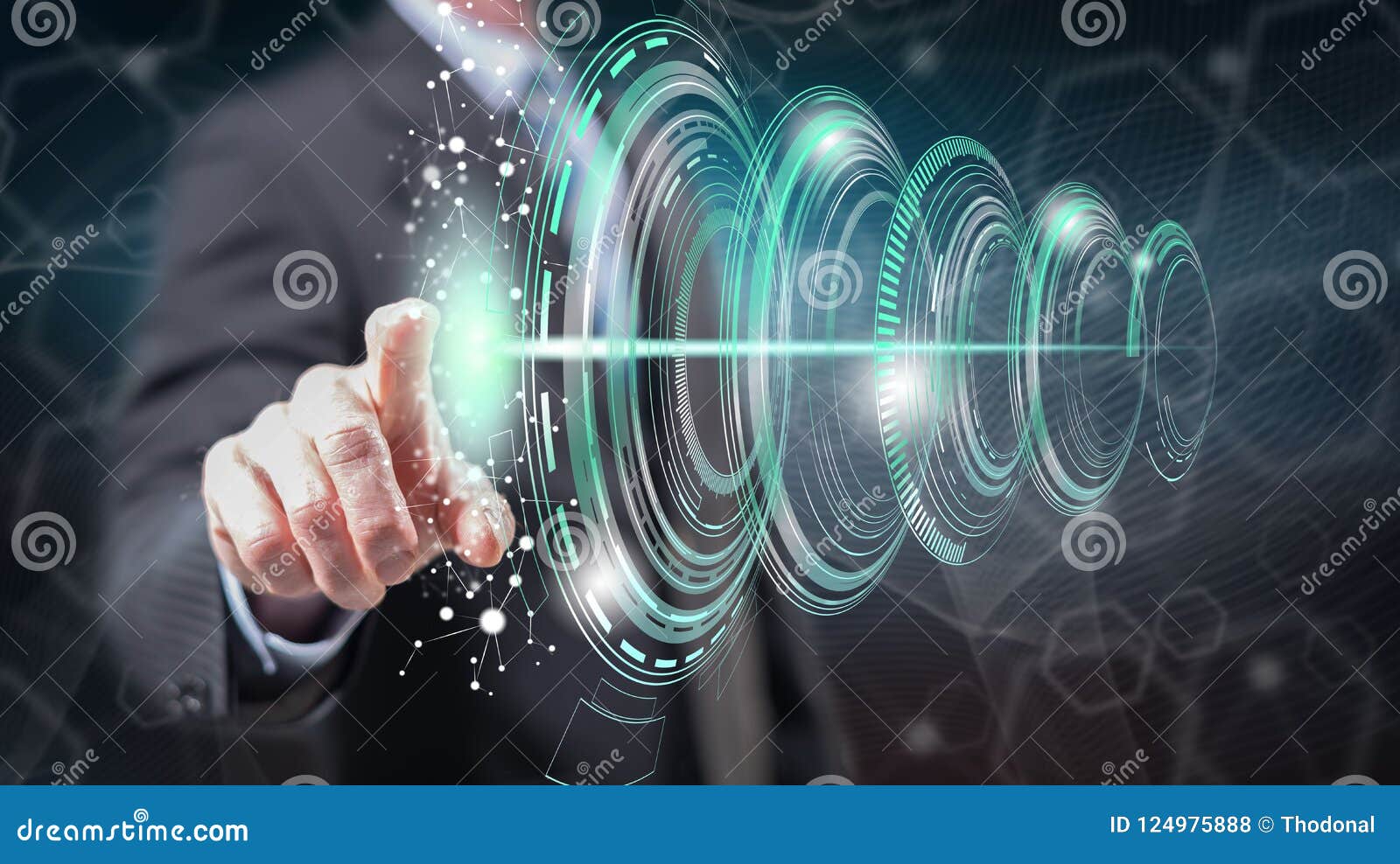 Man Touching a Technology Concept Stock Photo - Image of digital ...