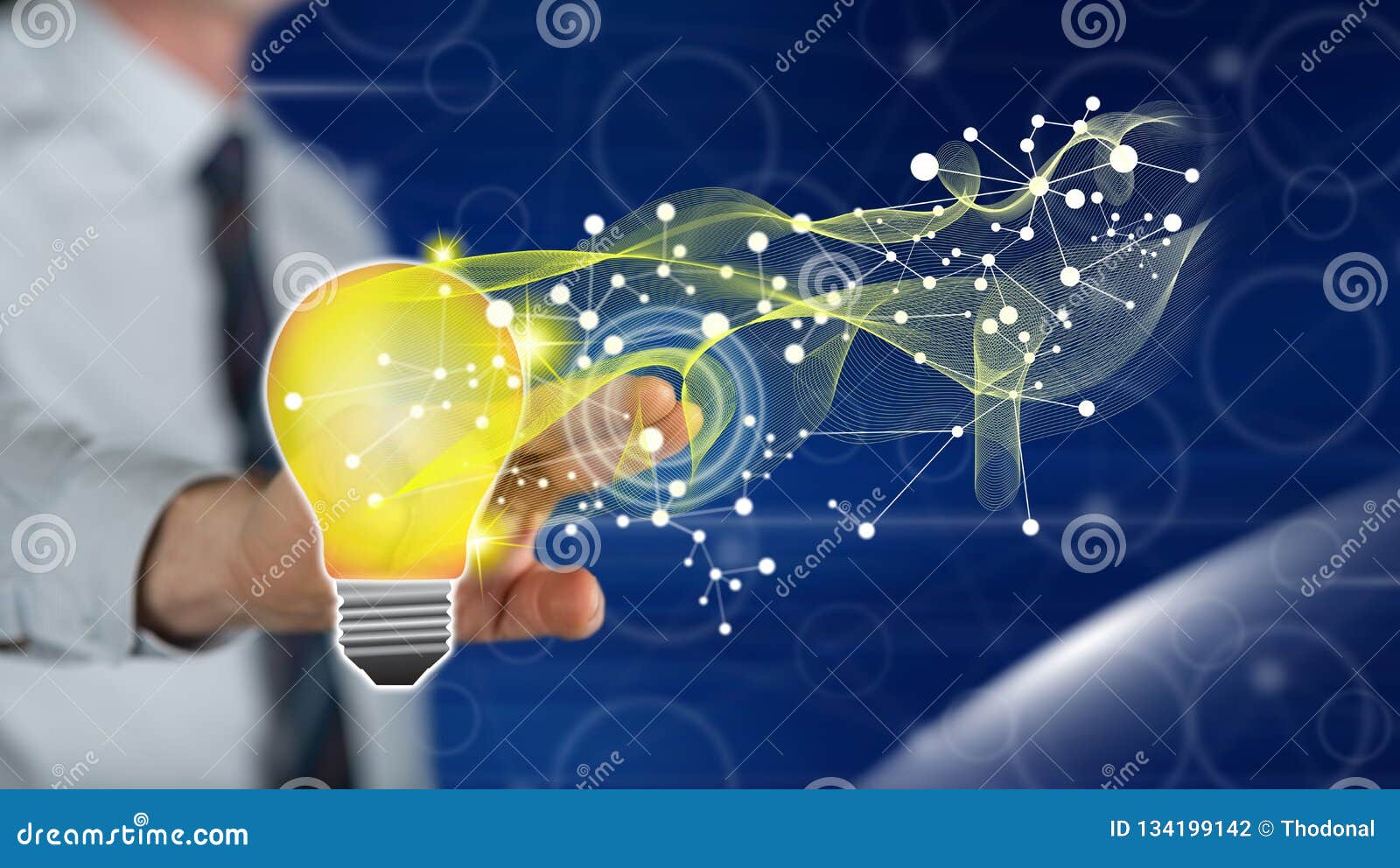 Man Touching a Technology Innovation Concept Stock Photo - Image of ...
