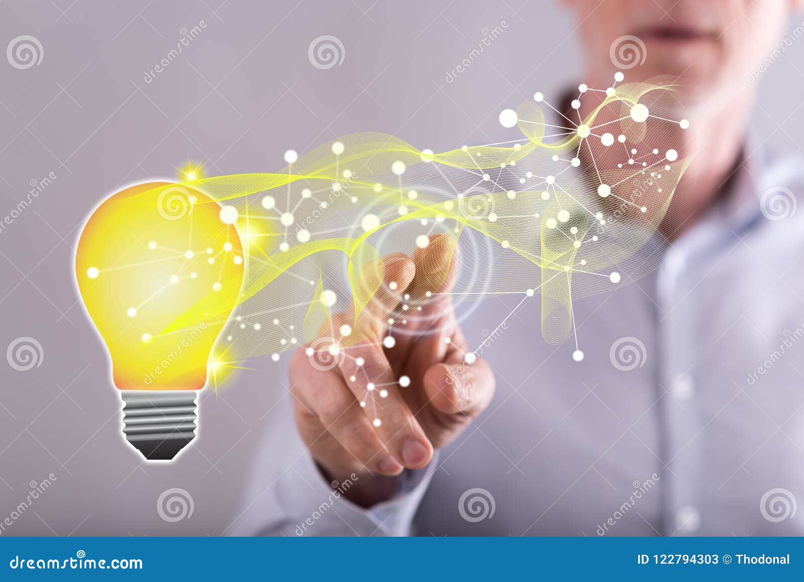 Man Touching a Technology Innovation Concept Stock Image - Image of ...