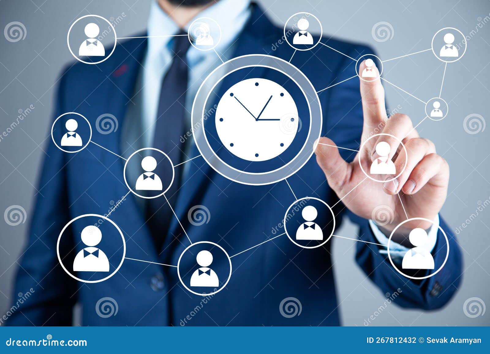 Man Touching a Time Management Stock Photo - Image of technology ...