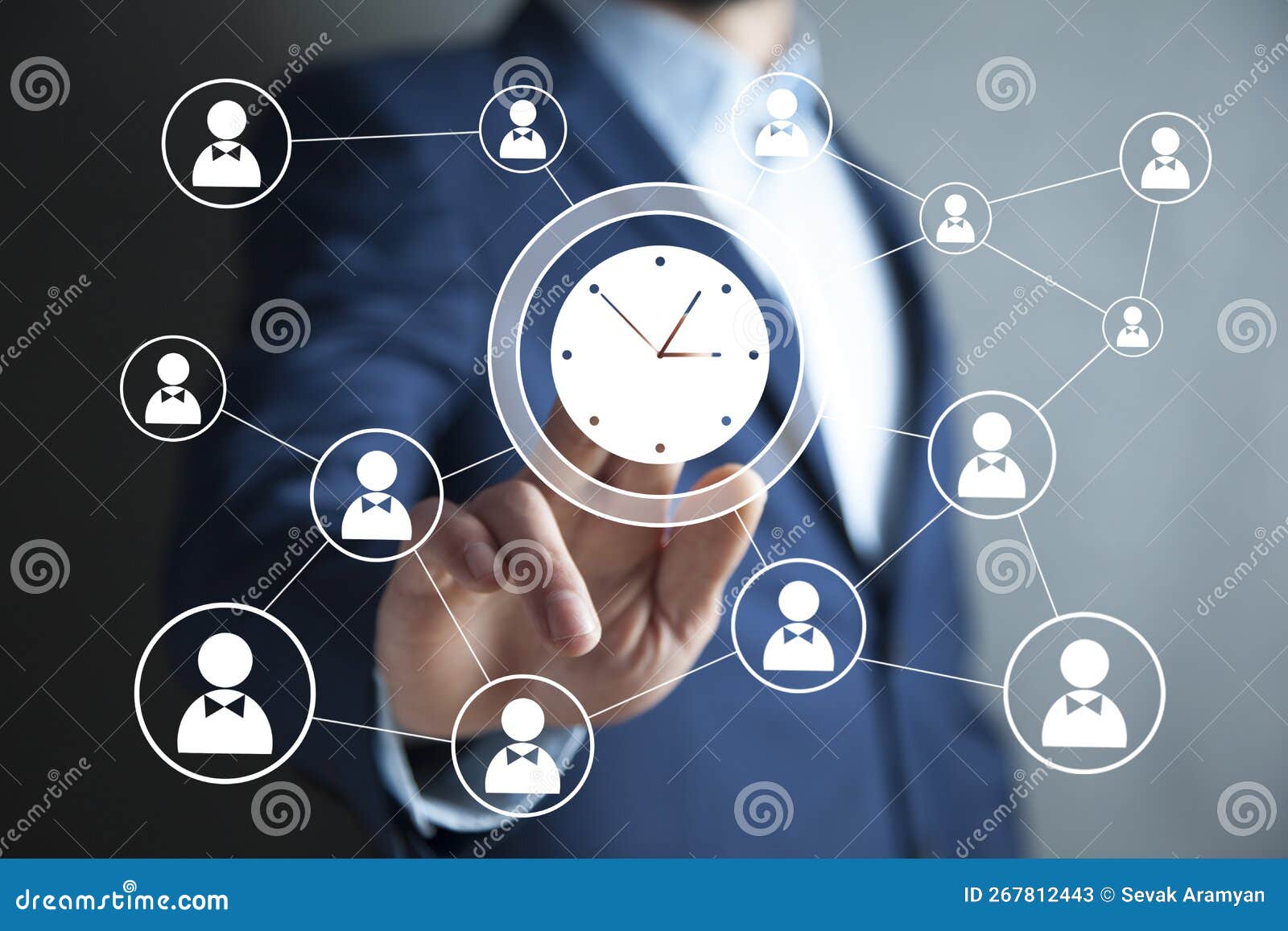 Man Touching a Time Management Stock Image - Image of deadline, work ...